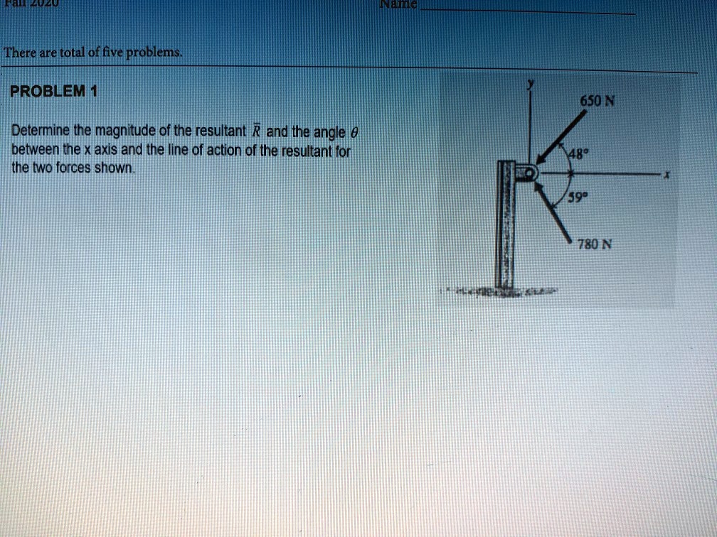 there are total of five problems problem1 650n determine the magnitude ...