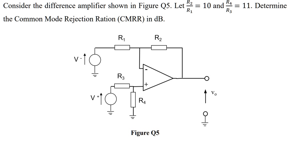 SOLVED: Consider the difference amplifier shown in Figure QS. Let Rz 10 ...