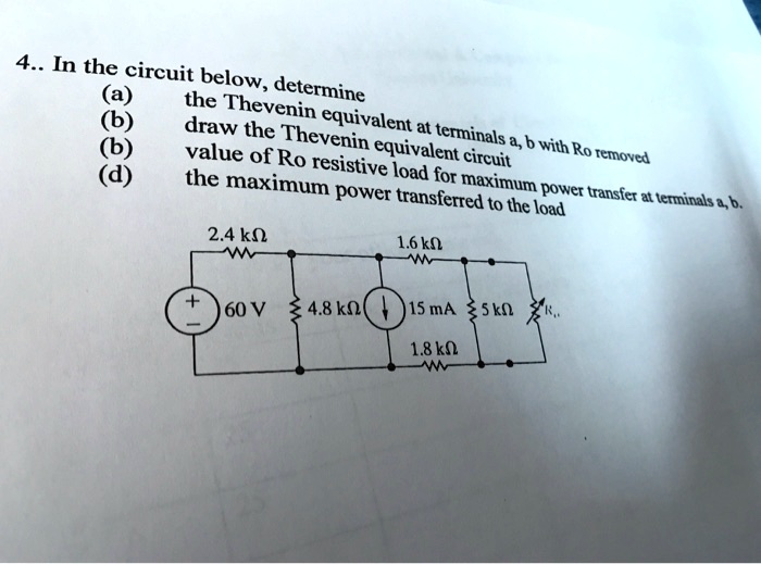 SOLVED: In the circuit below, determine (a) the Thevenin equivalent at terminals a,b with Ro ...