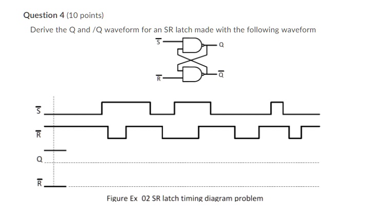 SOLVED: Question 4 (10 points) Derive the Q and /Q waveform for an SR ...