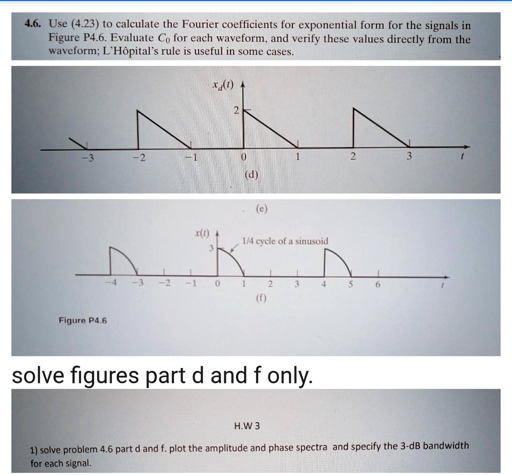 SOLVED: Can you answer this question quickly? 4.6. Use (4.23) to calculate the Fourier ...