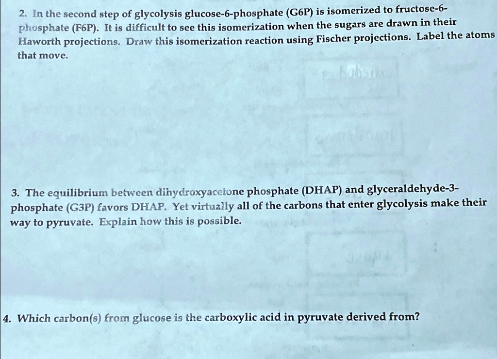 2. In the second step of glycolysis glucose-6-phosphate (G6P) is ...