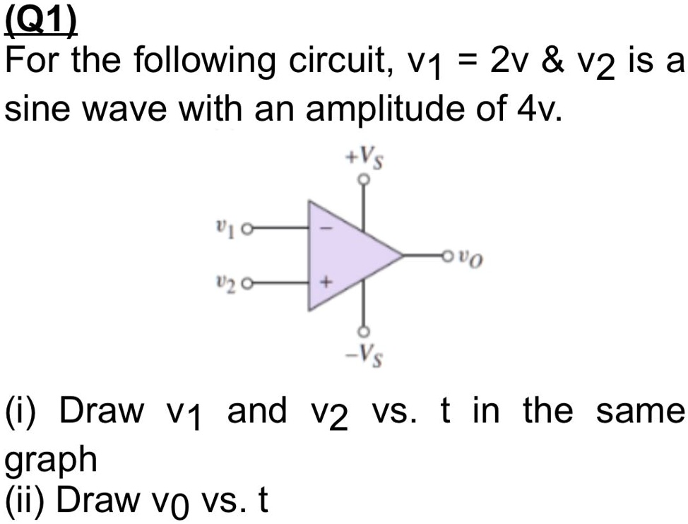 q1 for the following circuit v1 2v v2 is a sine wave with an amplitude ...