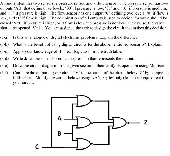 SOLVED: A fluid system has two sensors, a pressure sensor and a flow sensor. The pressure sensor ...