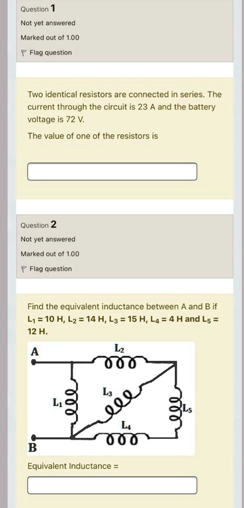 Question 1 Not yet answered Marked out of 1.00 Flag question Two ...