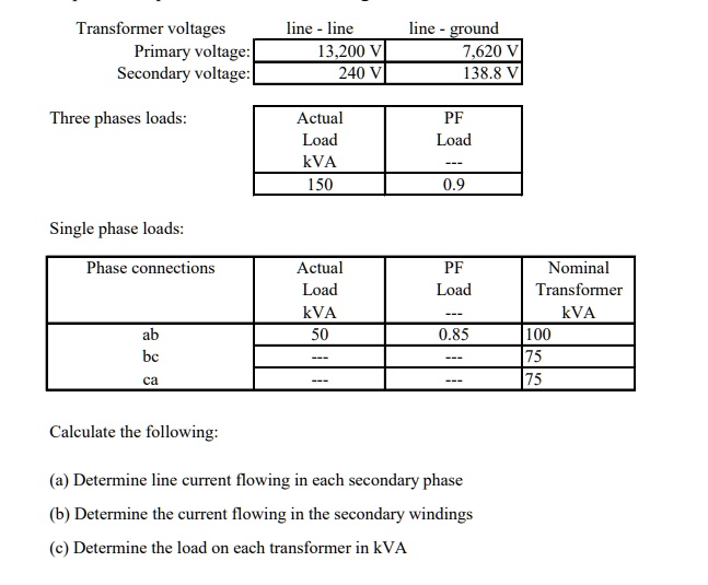 Transformer voltages line - line line - ground Primary voltage: 13,200 V 7,620 V Secondary ...