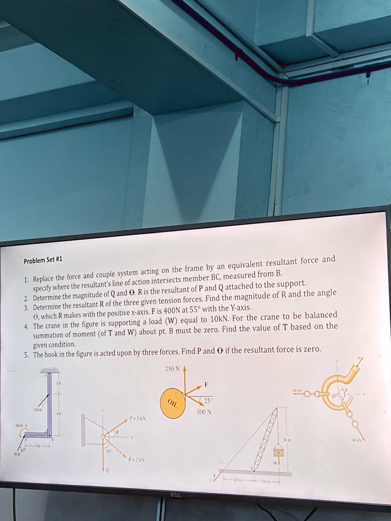 Problem Set #1 1. Replace the force and couple system acting on the ...