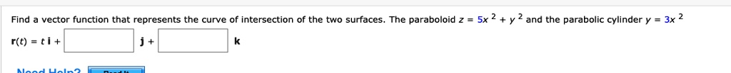Find Vector Function That Represents The Curve Of Intersection Of The 2941