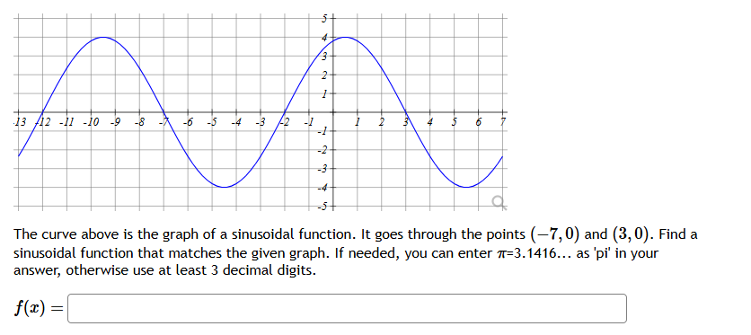 [GET ANSWER] The curve above is the graph of a sinusoidal function. It goes through the points ...