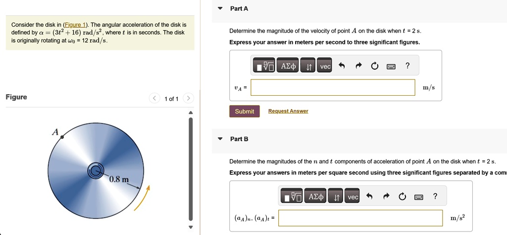 Consider The Disk In Figure 1 The Angular Acceleration Of The Disk Is