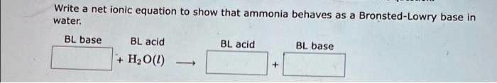 write a net ionic equation to show that ammonia behaves as a bronsted ...