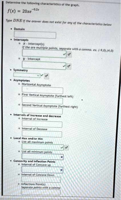 SOLVED: Text: Determine the following characteristics of the graph ...