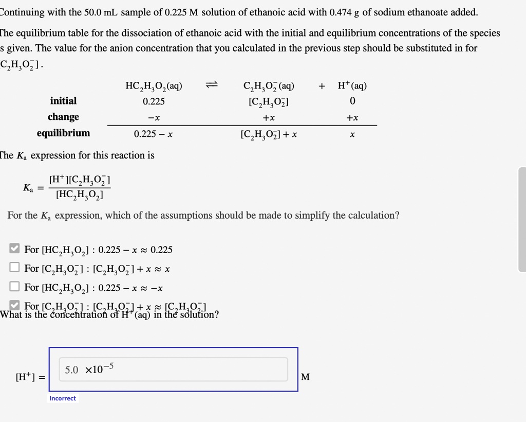 SOLVED: Continuing with the 50.0 mL sample of 0.225 M solution of ...