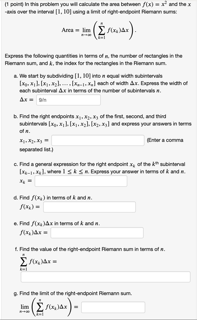 SOLVED: In this problem, you will calculate the area between f(x) = x^2 and the x-axis over the ...