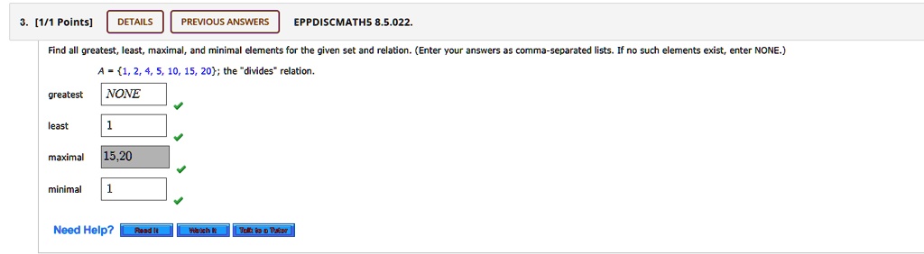Solved Find All Greatest Least Maximal And Minimal Elements For The Given Set And Relation
