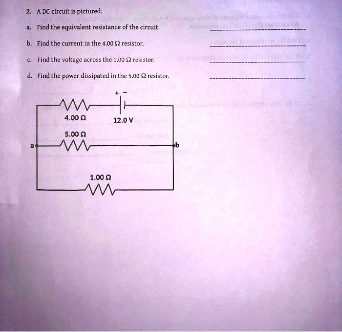 a dc circuit is pictured find the equivalent resistance of the circuit find the current in the ...