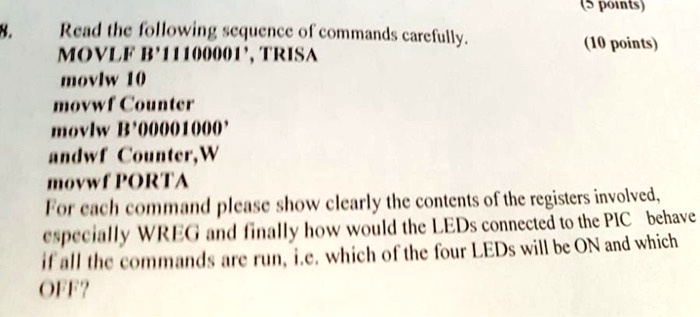Solved Using Assembly Language Concepts Mplab Pic18f452 Microcontroller 5 Points Read The
