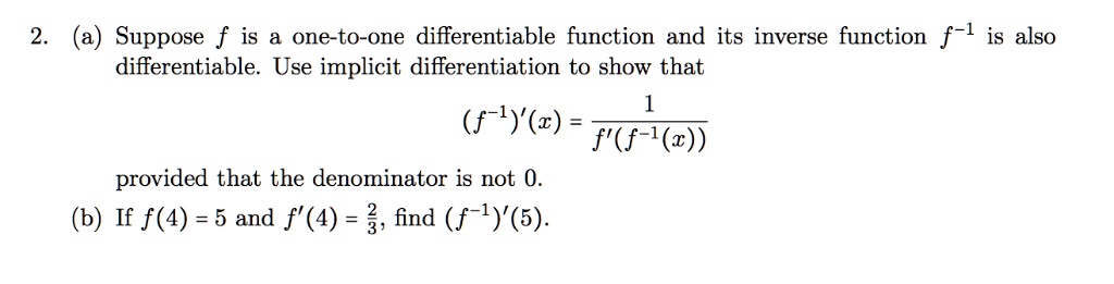 A Suppose F Is A One To One Differentiable Function… Solvedlib