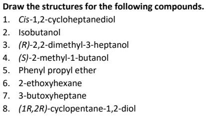 SOLVED: Draw the structures for the following compounds: Cis-1,2 ...