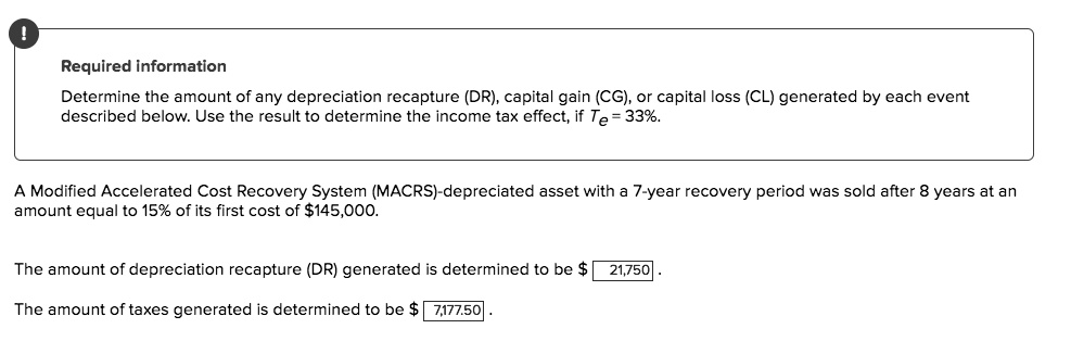 SOLVED: Required information Determine the amount of any depreciation ...