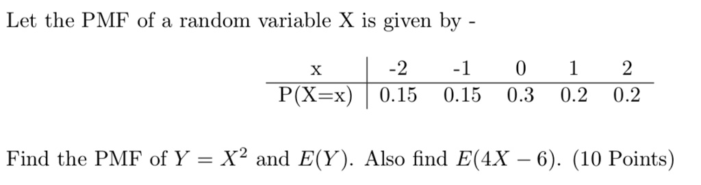 Solved Let The Pmf Of A Random Variable X Is Given By X 22 1 2 015 015 03 02 02 Pxx 8704
