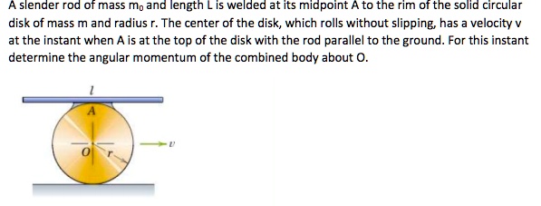 [GET ANSWER] A slender rod of mass m0 and length L is welded at its midpoint A to the rim of the ...