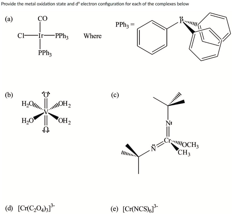 SOLVED: Provide the metal oxidation state and d-electron configuration ...