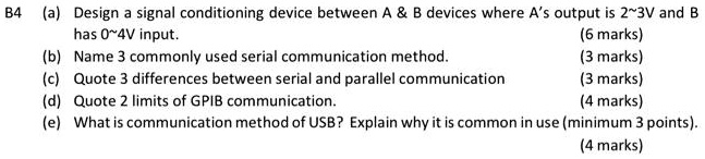 SOLVED: a) Design a signal conditioning device between A B devices ...