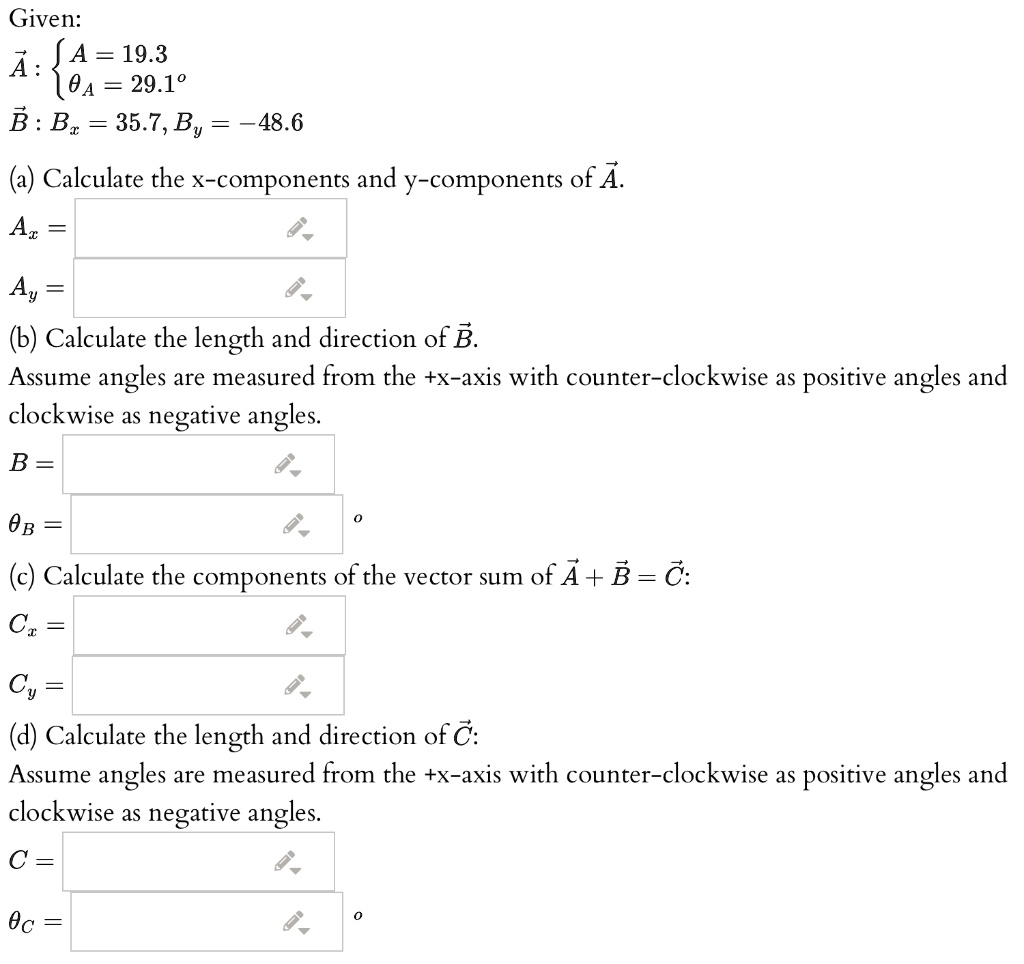 given a 193 6 2910 b br 357 by 486 calculate the x components and y ...