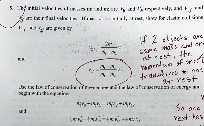 SOLVED: Thd initial velocities of masses m and mz are Vi and Vzi respectively, and Vif and are ...