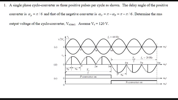 1. A single phase cyclo-converter as three positive pulses per cycle as ...