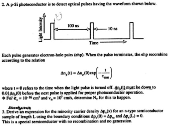 SOLVED: A p-Si photoconductor is to detect optical pulses having the ...