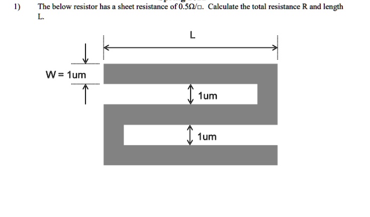SOLVED: The below resistor has a sheet resistance of 0.5Î©. Calculate the total resistance R and ...