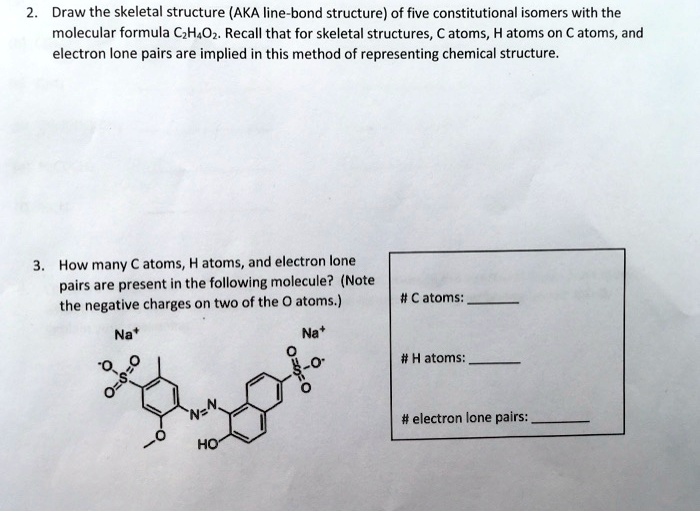 SOLVED: Draw the skeletal structure (AKA line-bond structure) of five ...