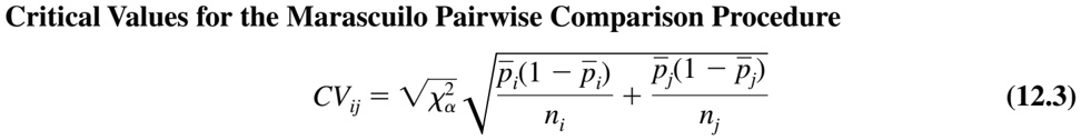 SOLVED: Critical Values for the Marascuilo Pairwise Comparison Procedure p,1 - P;) P,1 P;) CVij ...