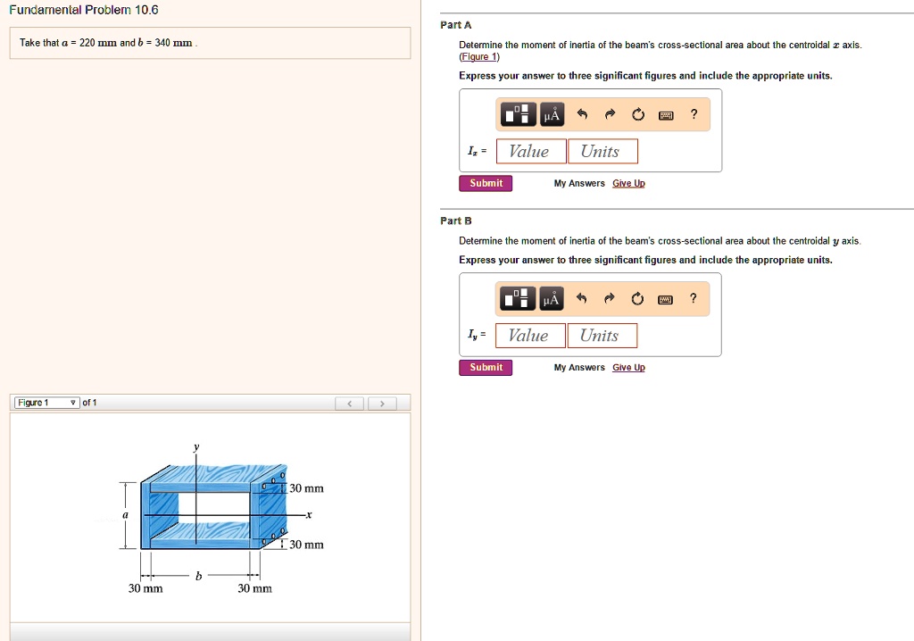 SOLVED: Determine the moment of inertia of the beam's cross-sectional area about the centroidal ...