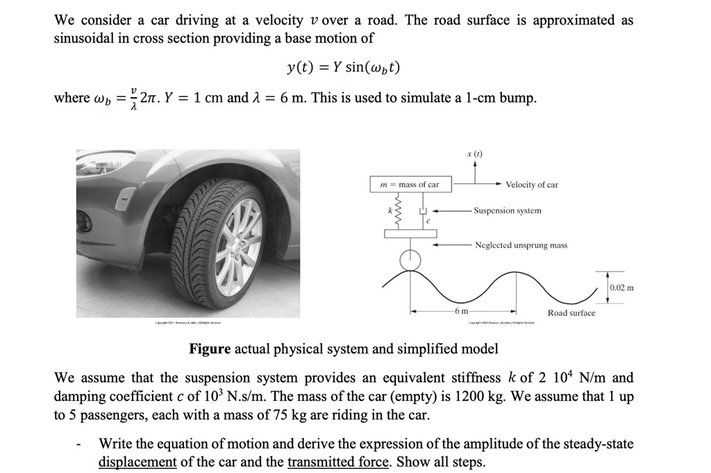 we consider a car driving at velocity v over a road the road surface is ...