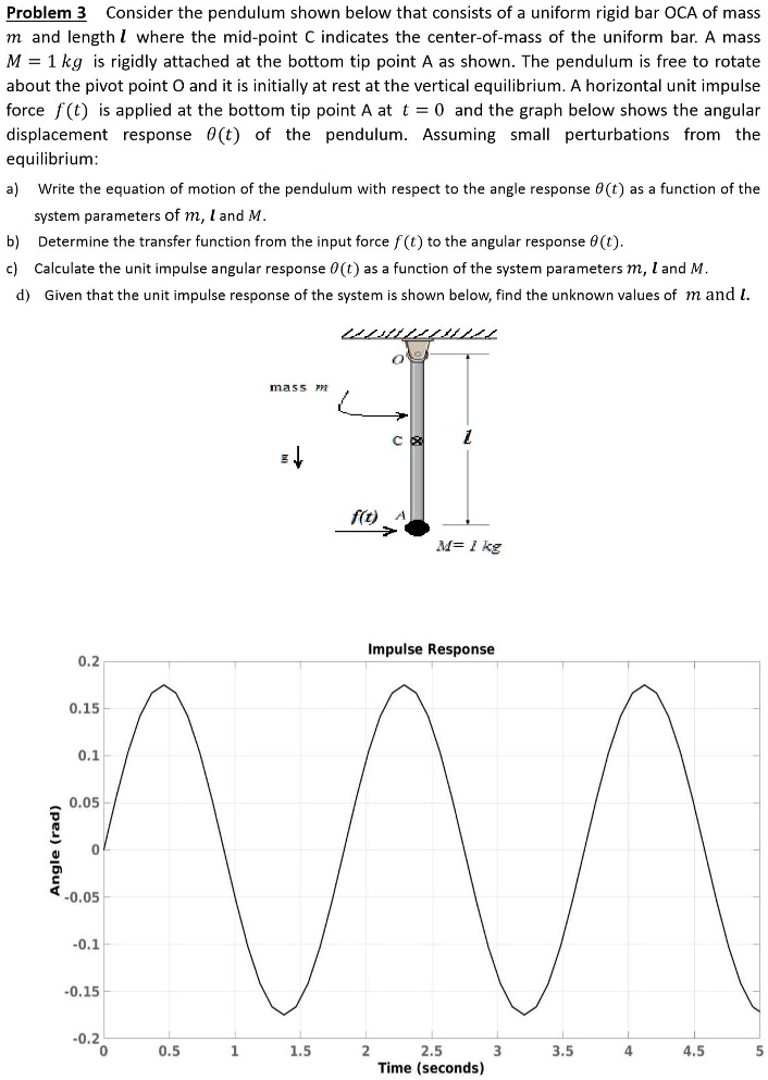 SOLVED: Problem 3: Consider the pendulum shown below that consists of a ...