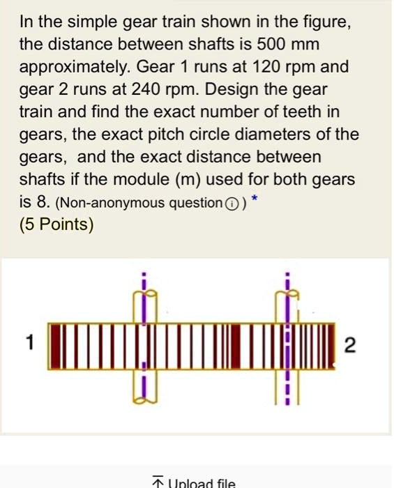 SOLVED: In the simple gear train shown in the figure the distance ...