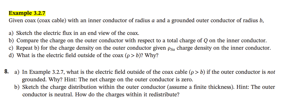 SOLVED: Example 3.2.7 Given coax (coax cable) with an inner conductor ...