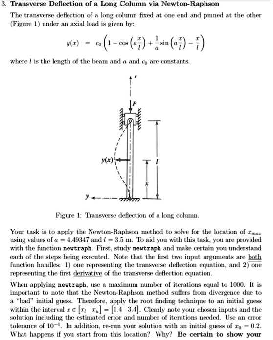 Transverse Deflection of a Long Column via Newton-Raphson The ...