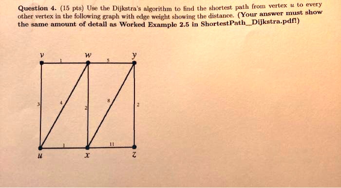 Solvedpath Rom Verlex To Every Question 4 15 Pts Use The Dijkstra Algorithm To Find The