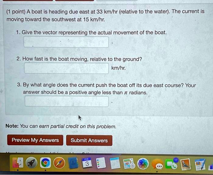 point a boat is heading due east at 33 kmhr relative to the water the ...