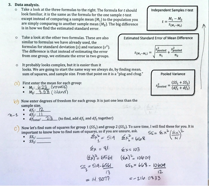 SOLVED: Data analysis. Take look at the three formulas to the right The ...