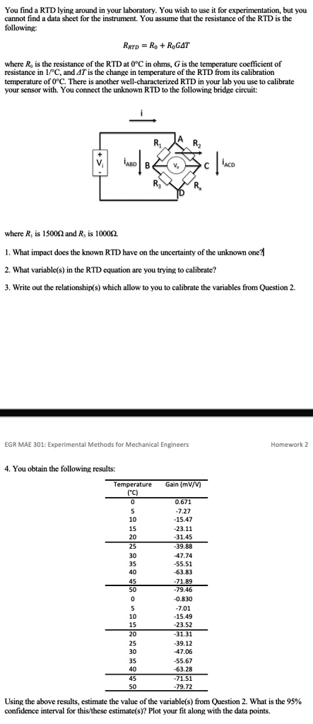 SOLVED: You find an RTD lying around in your laboratory. You wish to ...