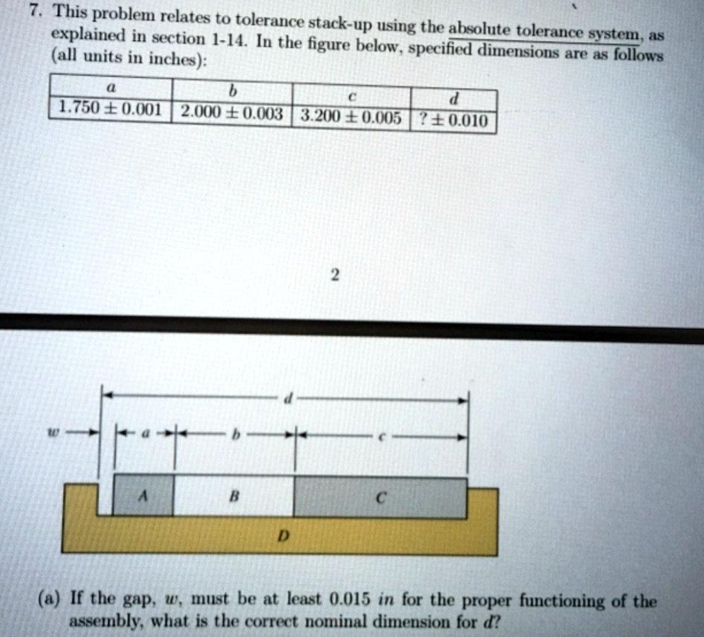 SOLVED: This problem relates to tolerance stack-up using the absolute ...