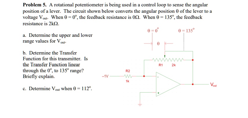 a rotational potentiometer is being used in a control loop to sense the ...