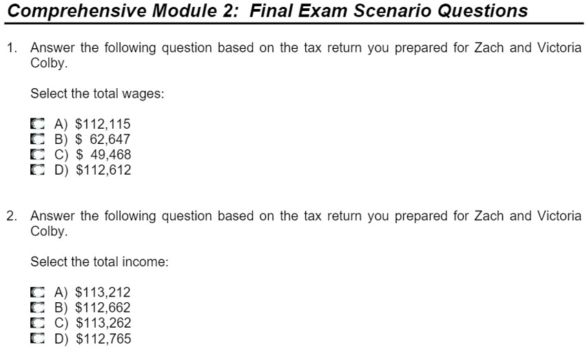 comprehensive module 2 final exam scenario questions answer the ...