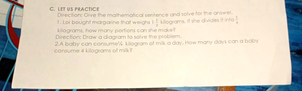 LET US PRACTICE Direction: Give the mathematical sentence and solve for ...