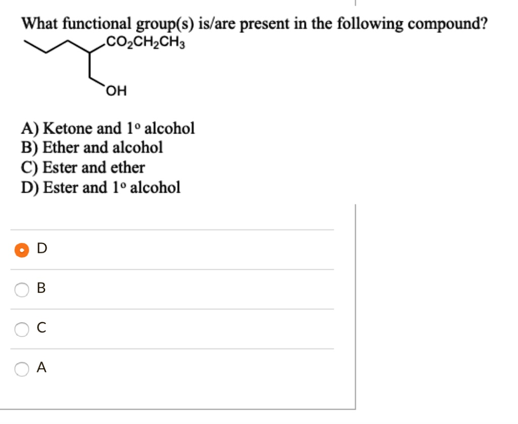 What functional group(s) is/are present in the following compound ...